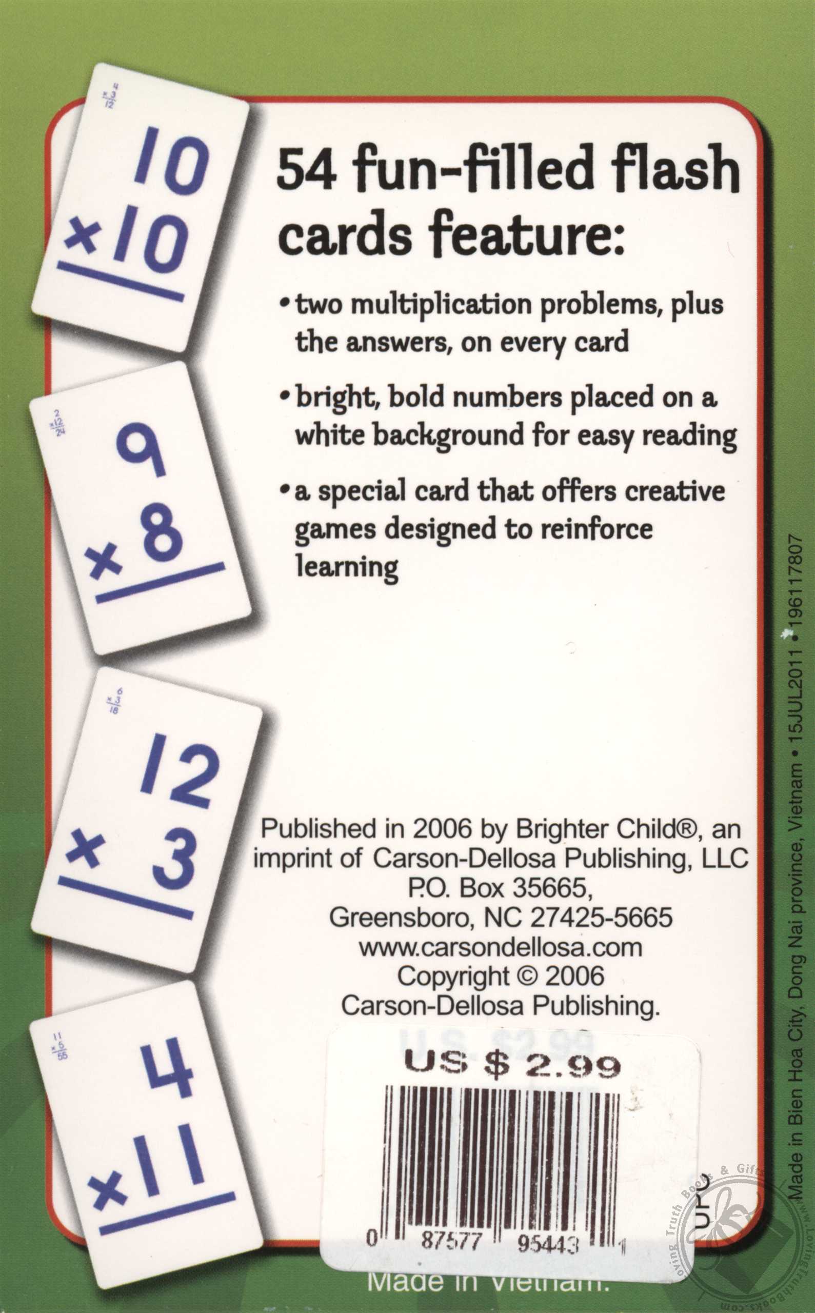Multiplication 0 to 12 Flash Cards for Ages 8 and Up (Math Facts Flash ...