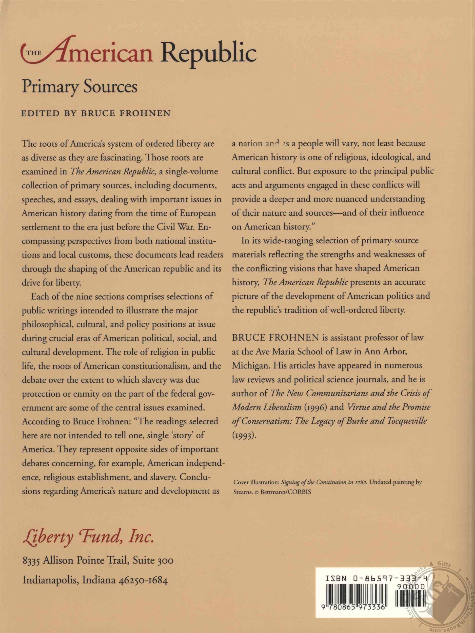 The American Republic: Primary Sources by Bruce P. Frohnen (Book ...