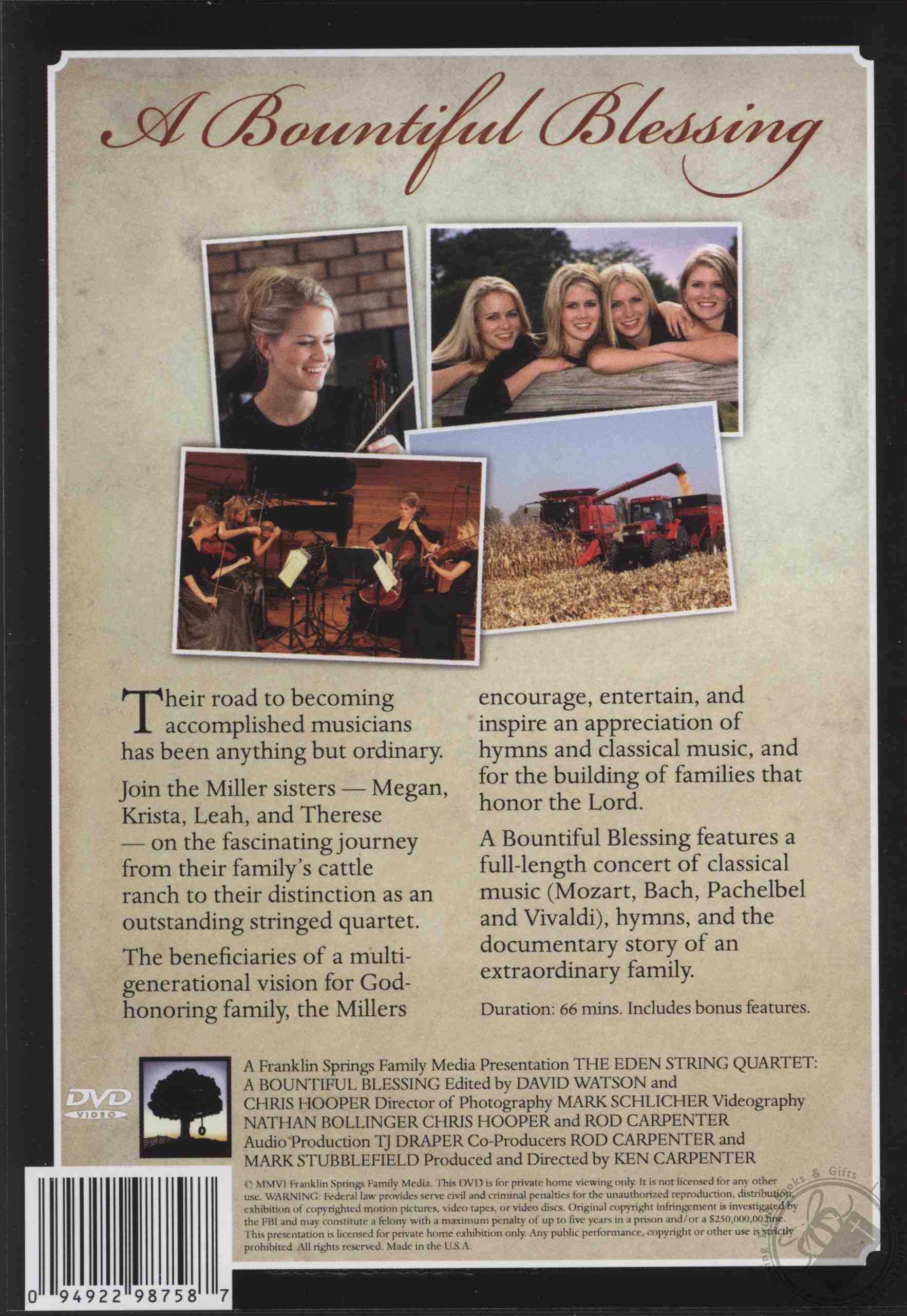 The Eden String Quartet: A Bountiful Blessing by Franklin Springs ...