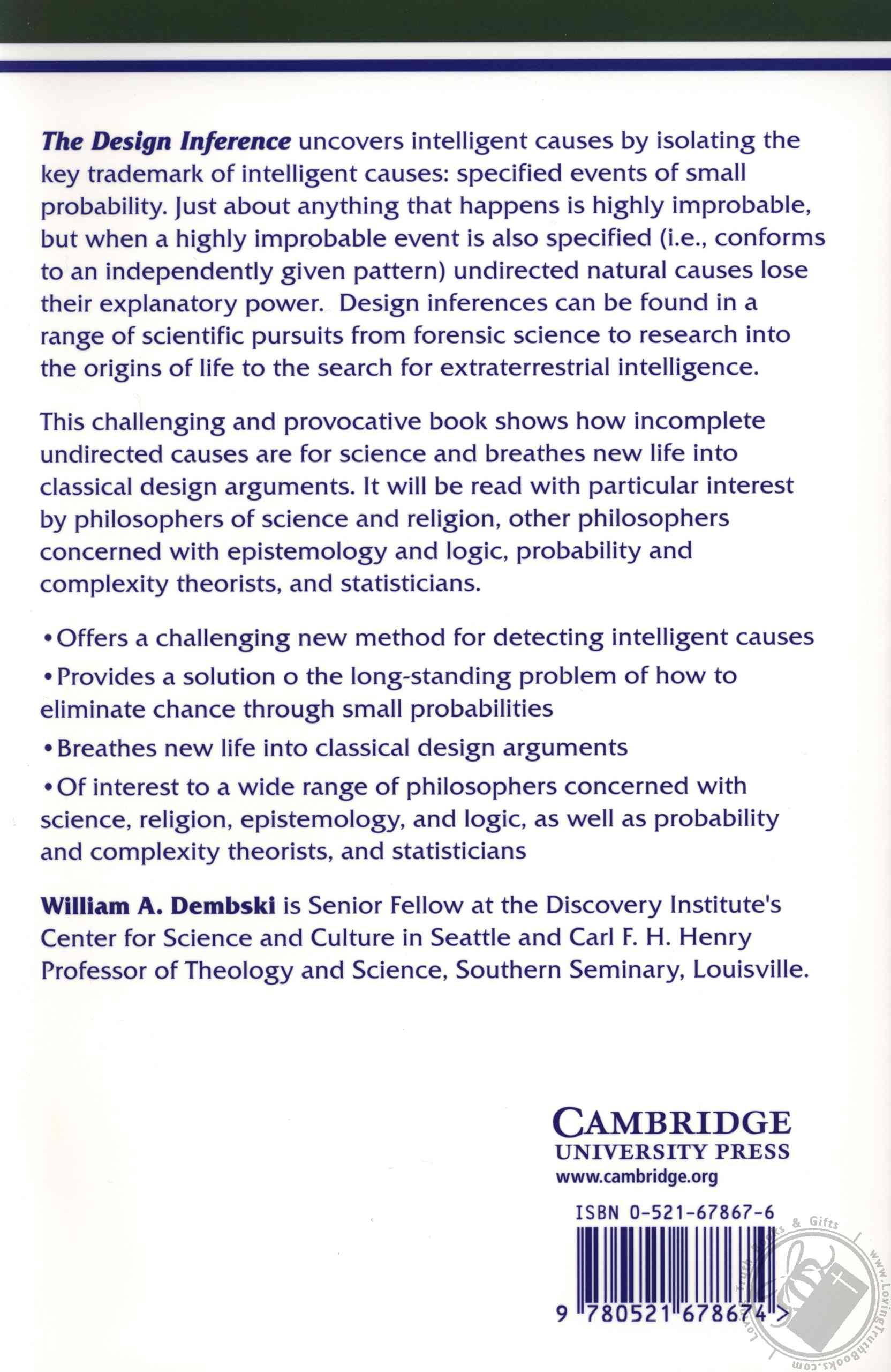 The Design Inference: Eliminating Chance through Small Probabilities ...