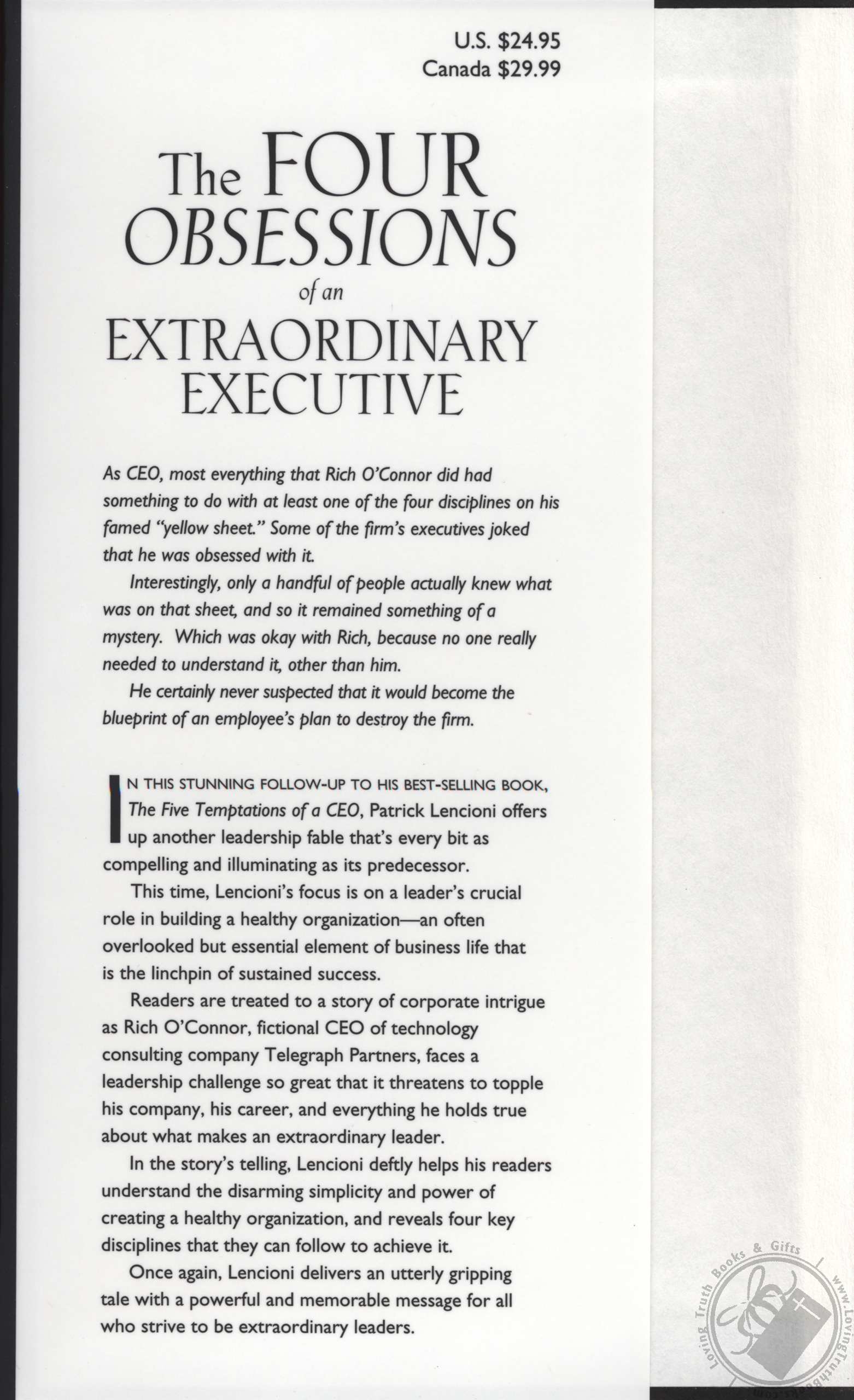 The Four Obsessions of an Extraordinary Executive: A Leadership Fable ...