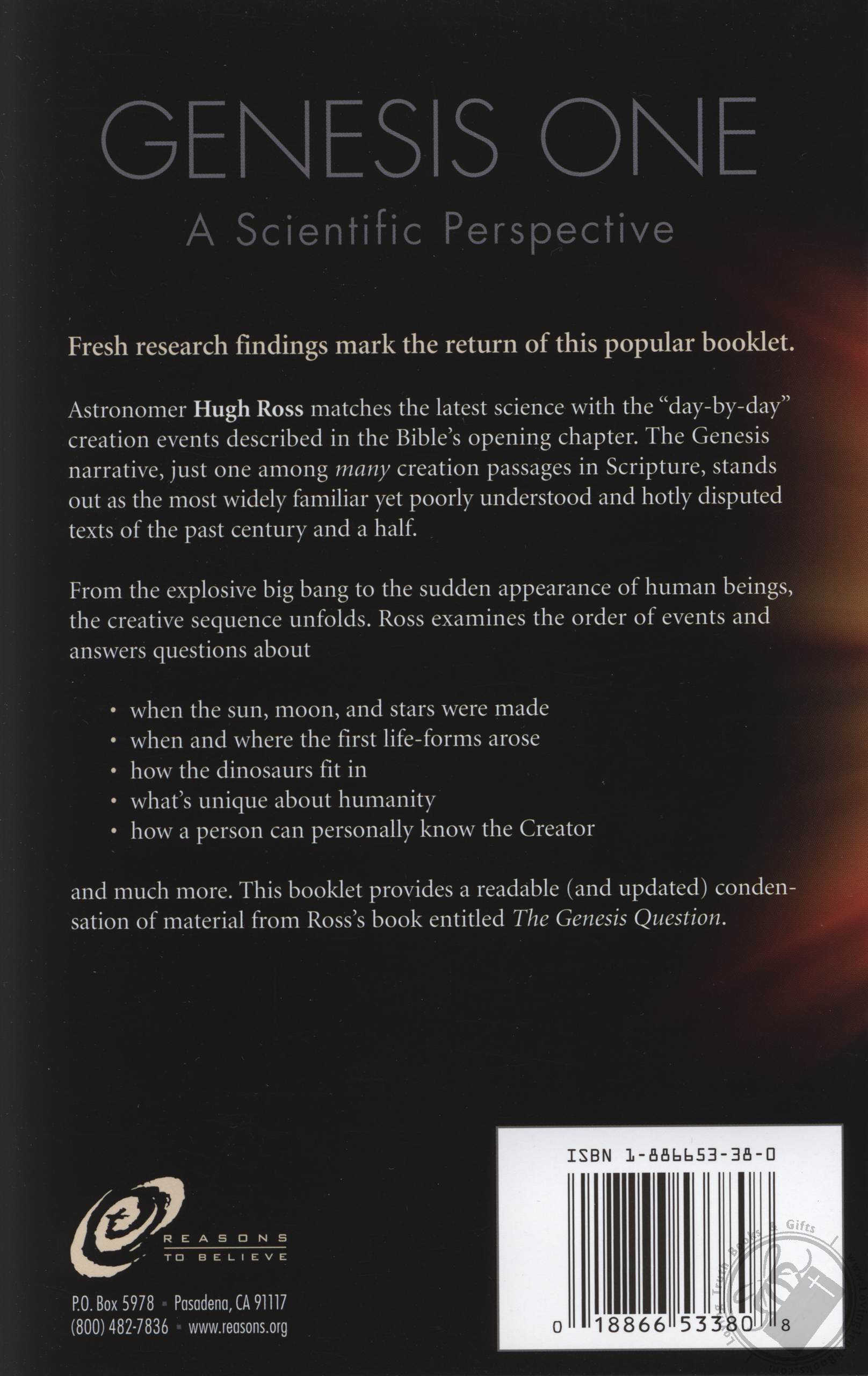 Genesis One: A Scientific Perspective by Hugh Ross (Book / Booklet ...