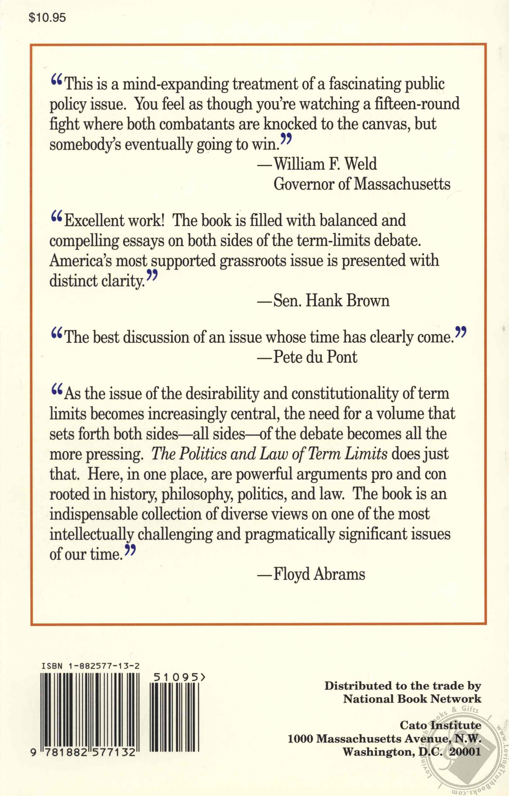 The Politics and Law of Term Limits by Roger Pilon (Editor), Edward H ...
