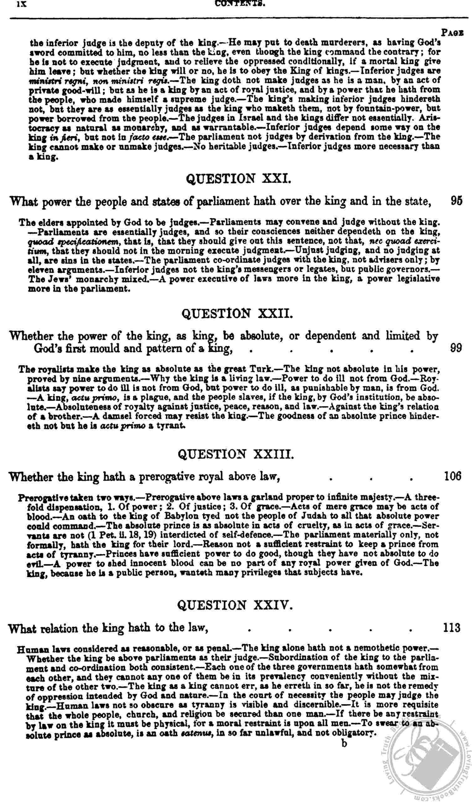 Lex, Rex or The Law and the Prince by Rev. Samuel Rutherford (First ...