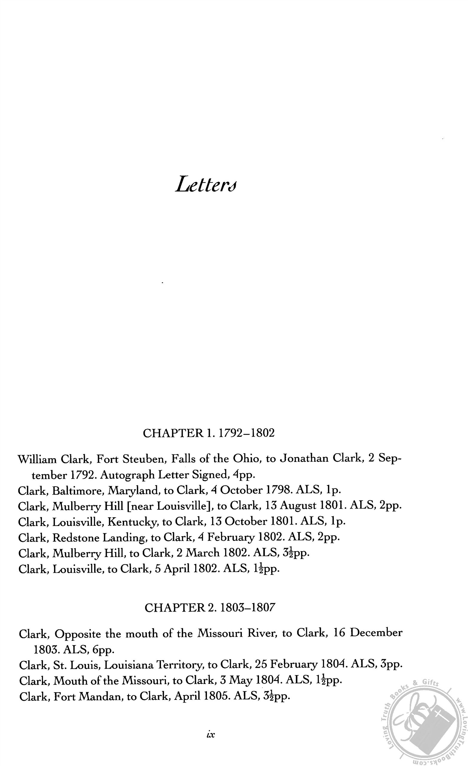 Dear Brother: Letters of William Clark to Jonathan Clark by James J ...