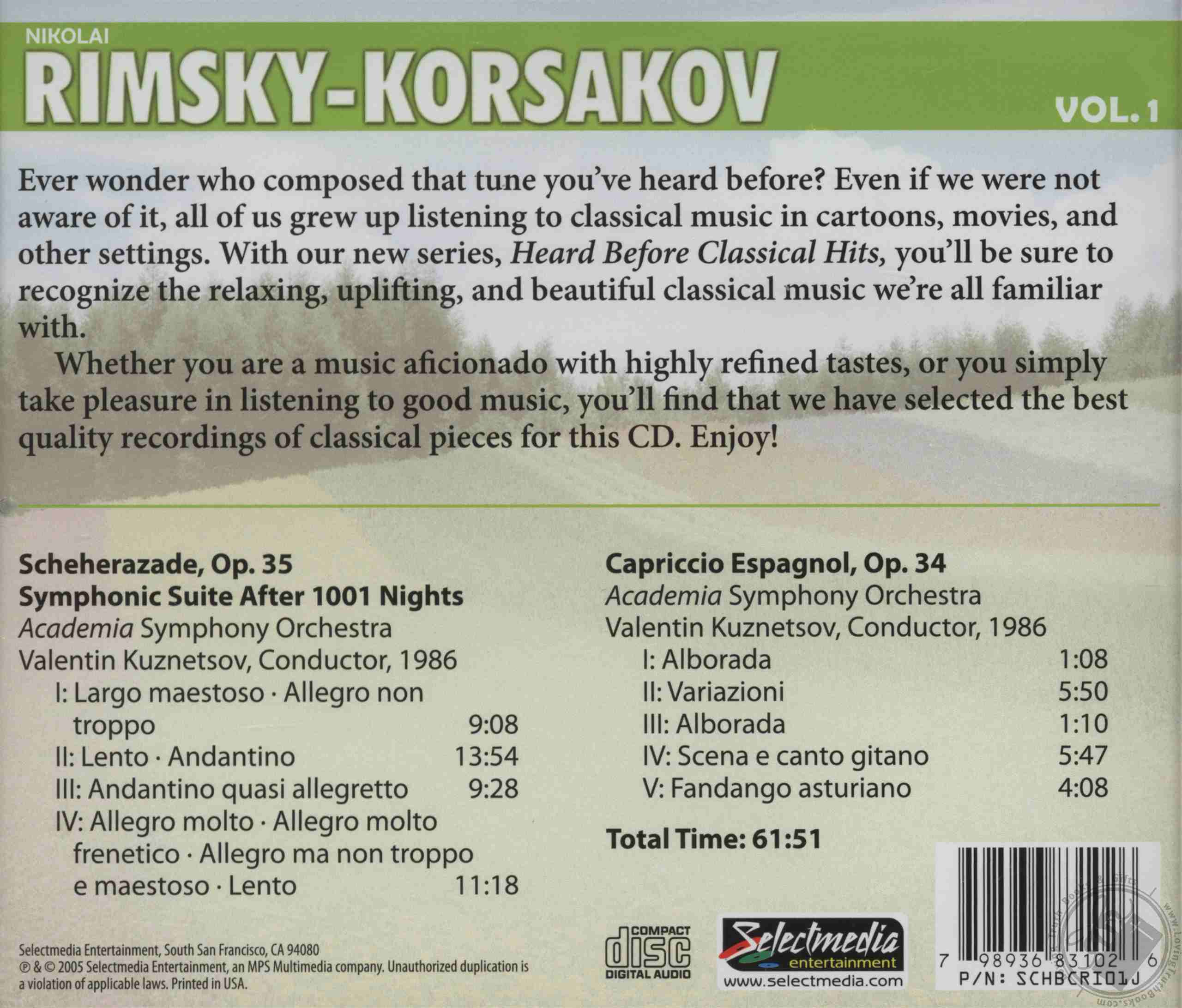 Heard Before Classical Hits: Rimsky-Korsakov Volume 1 (Capriccio Espagnol, Scheherazade ...
