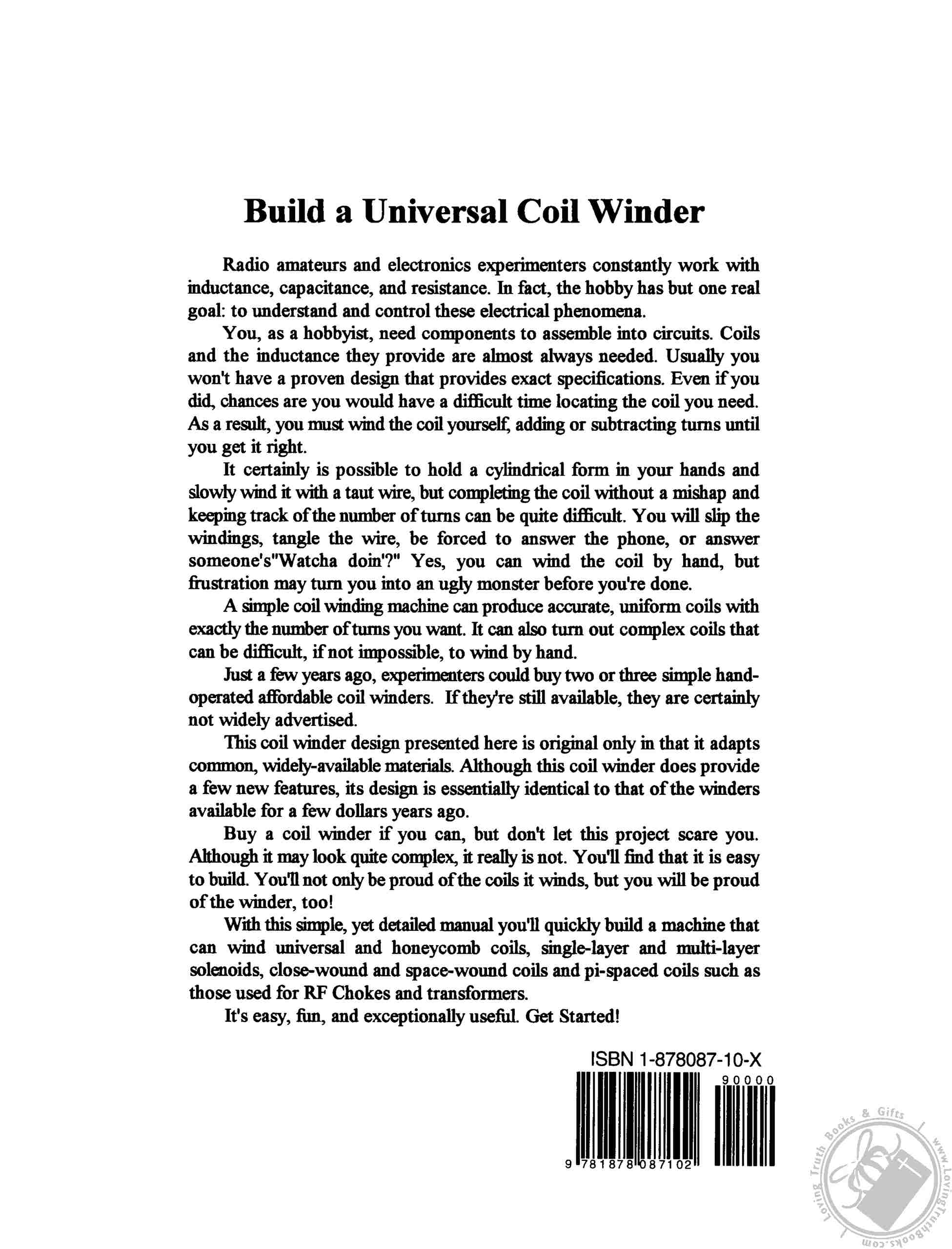 Build a Universal Coil Winding Machine by David J Gingery (Book ...