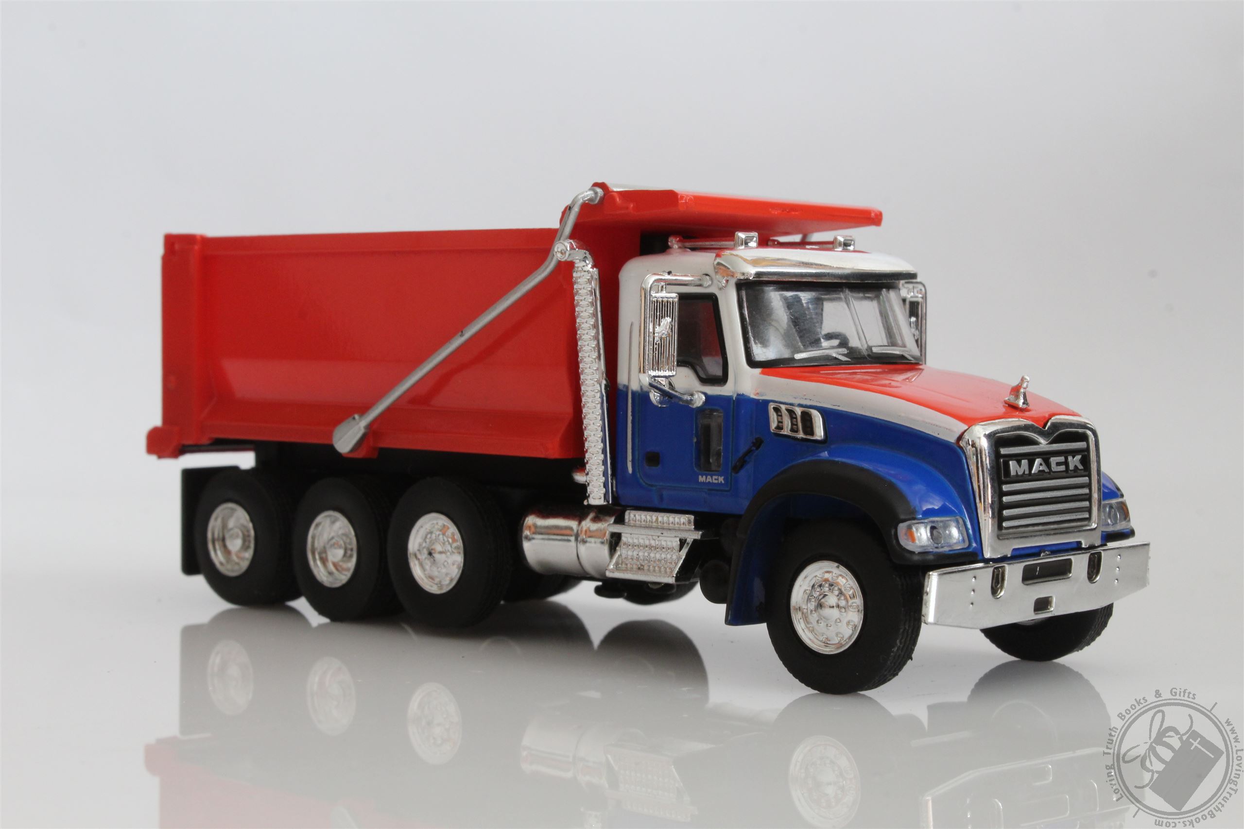 Mack Granite Dump Truck, Red, White, & Blue, 1:64 Scale Diecast Model ...
