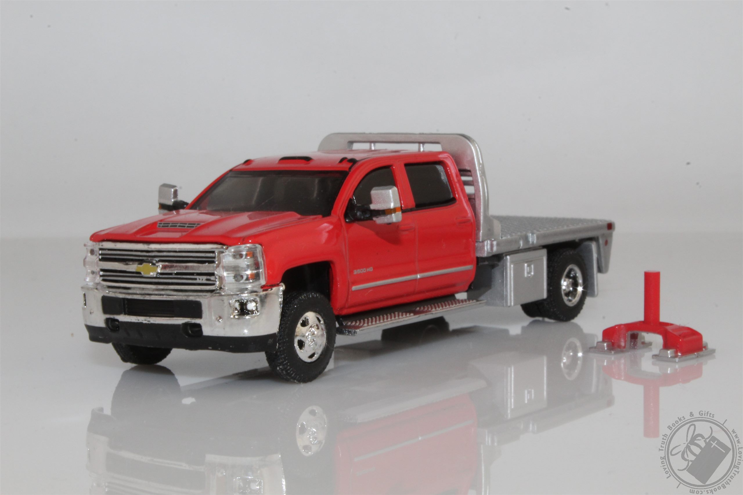 2018 Chevy 3500 HD Dually Red Cab with Silver Flatbed and Red Gooseneck ...