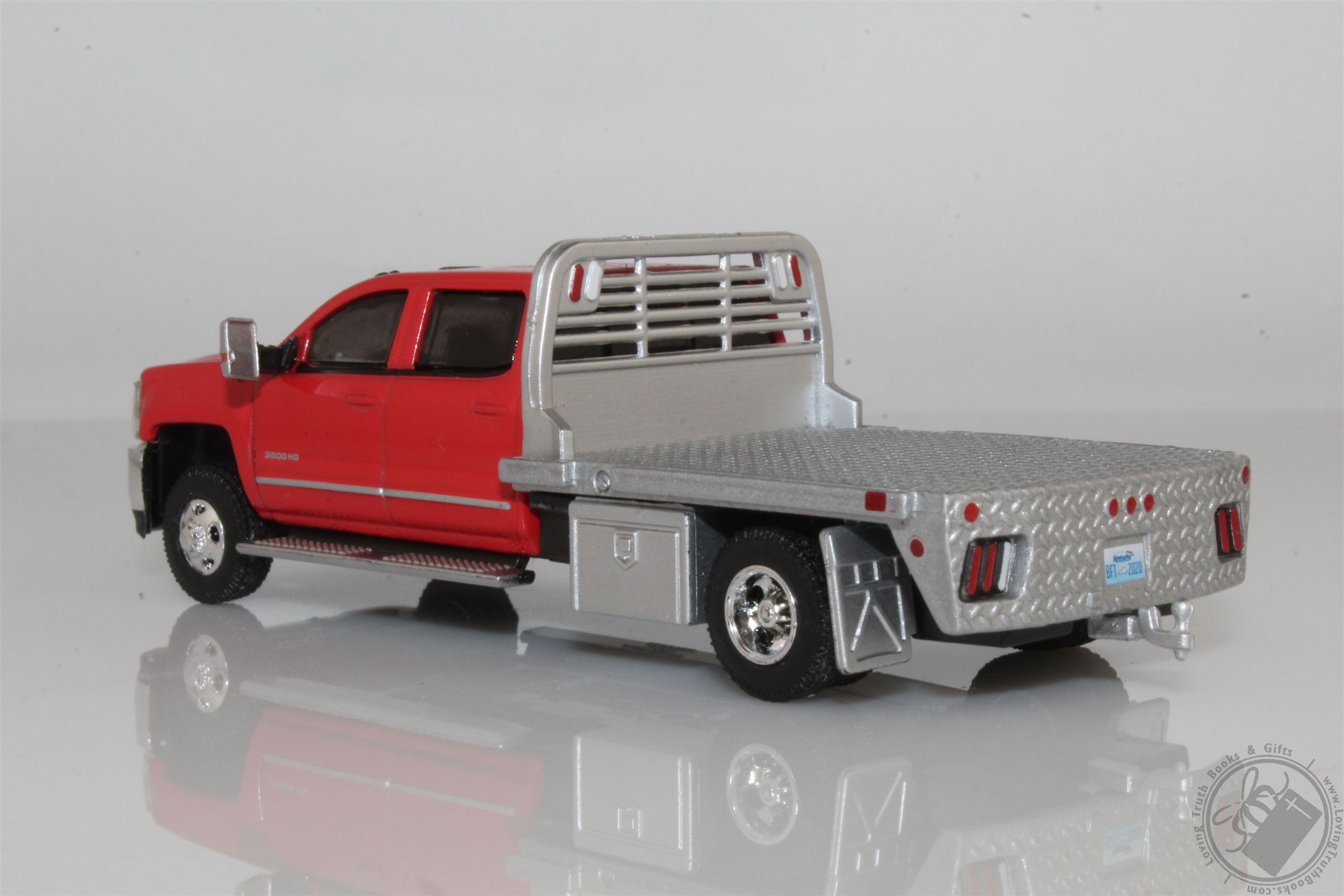 2018 Chevy 3500 HD Dually Red Cab with Silver Flatbed and Red Gooseneck ...