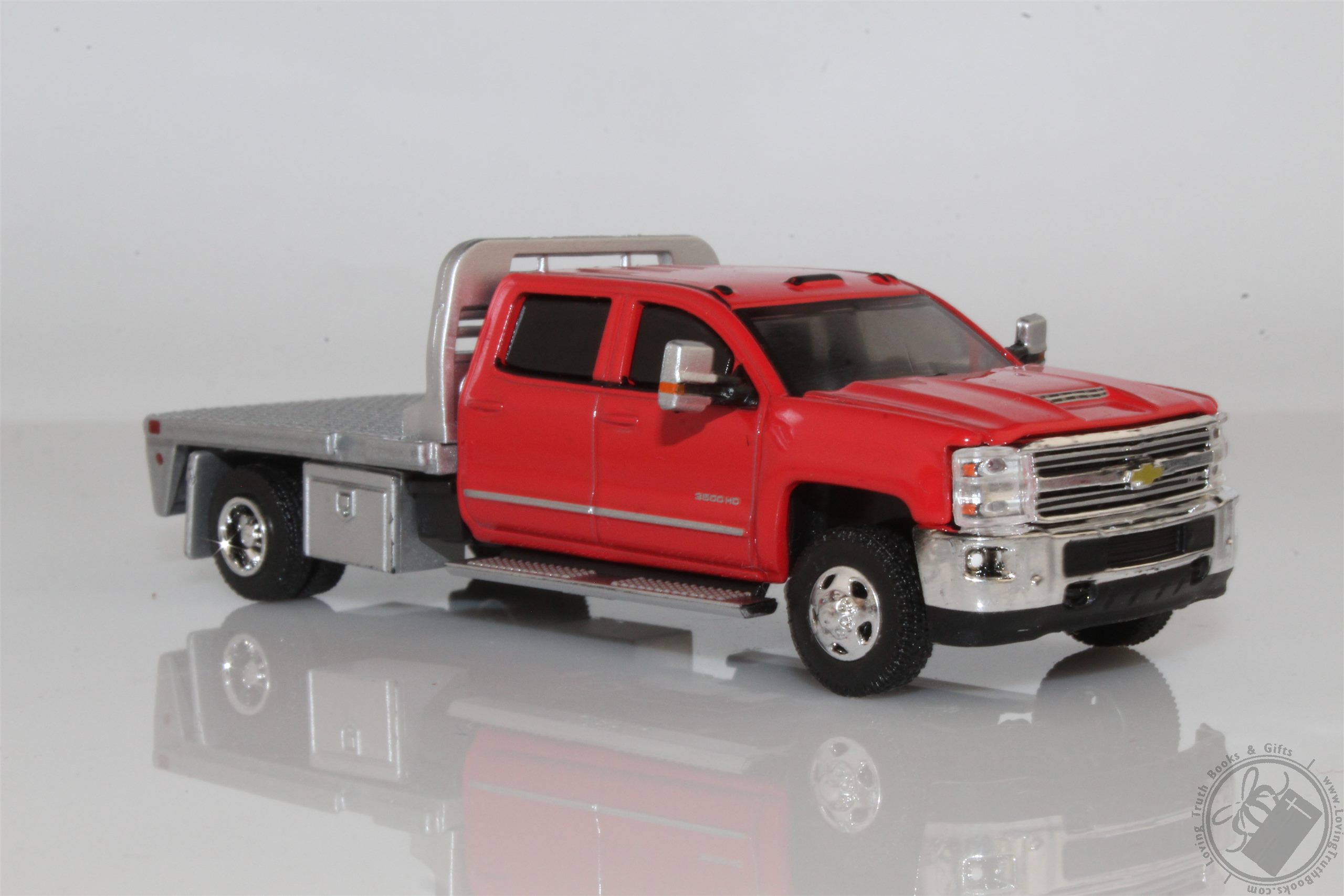 2018 Chevy 3500 HD Dually Red Cab with Silver Flatbed and Red Gooseneck ...