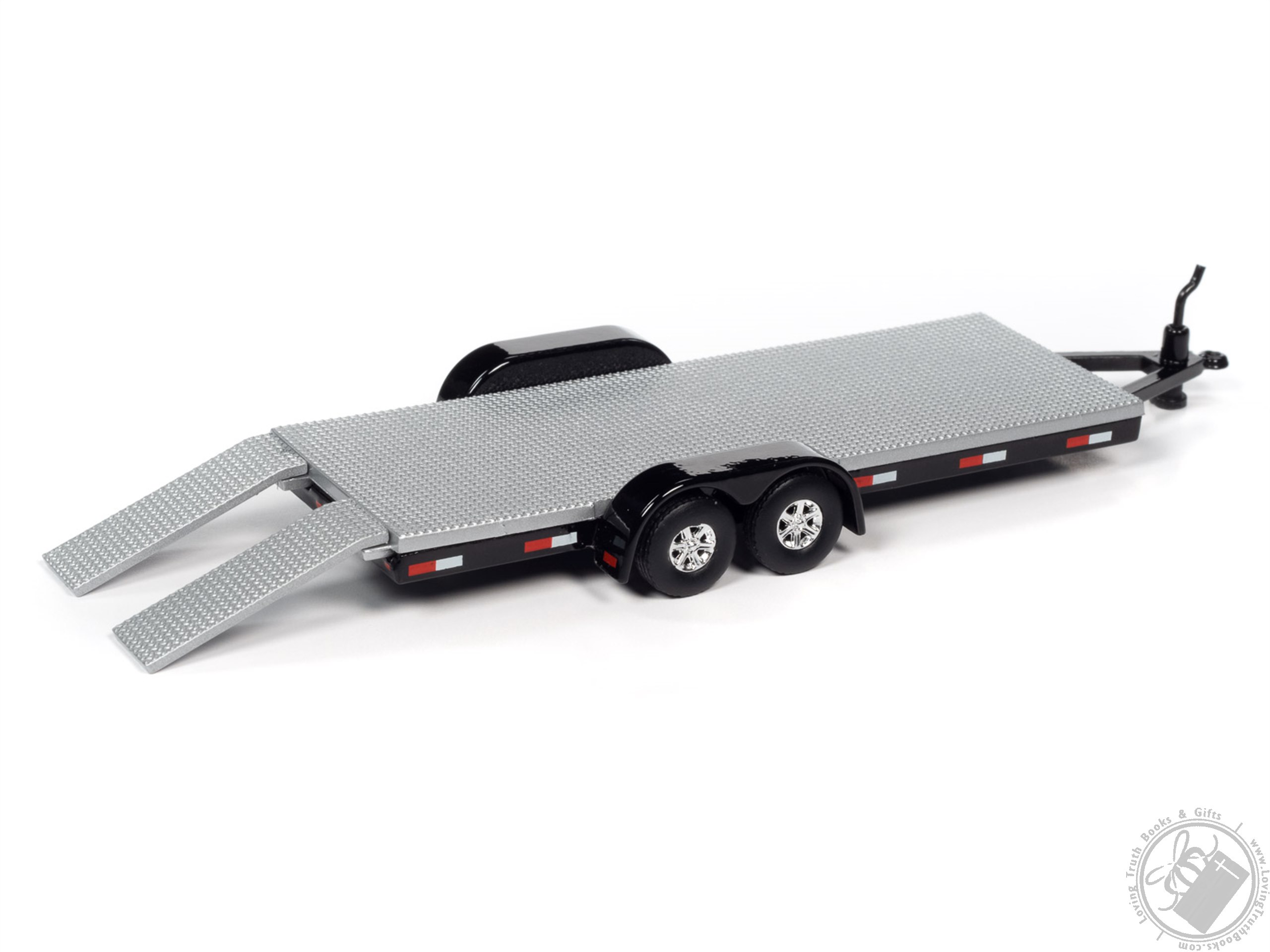 Auto World Silver Flatbed Trailer with Removable Ramps for 1:64 Diecast ...