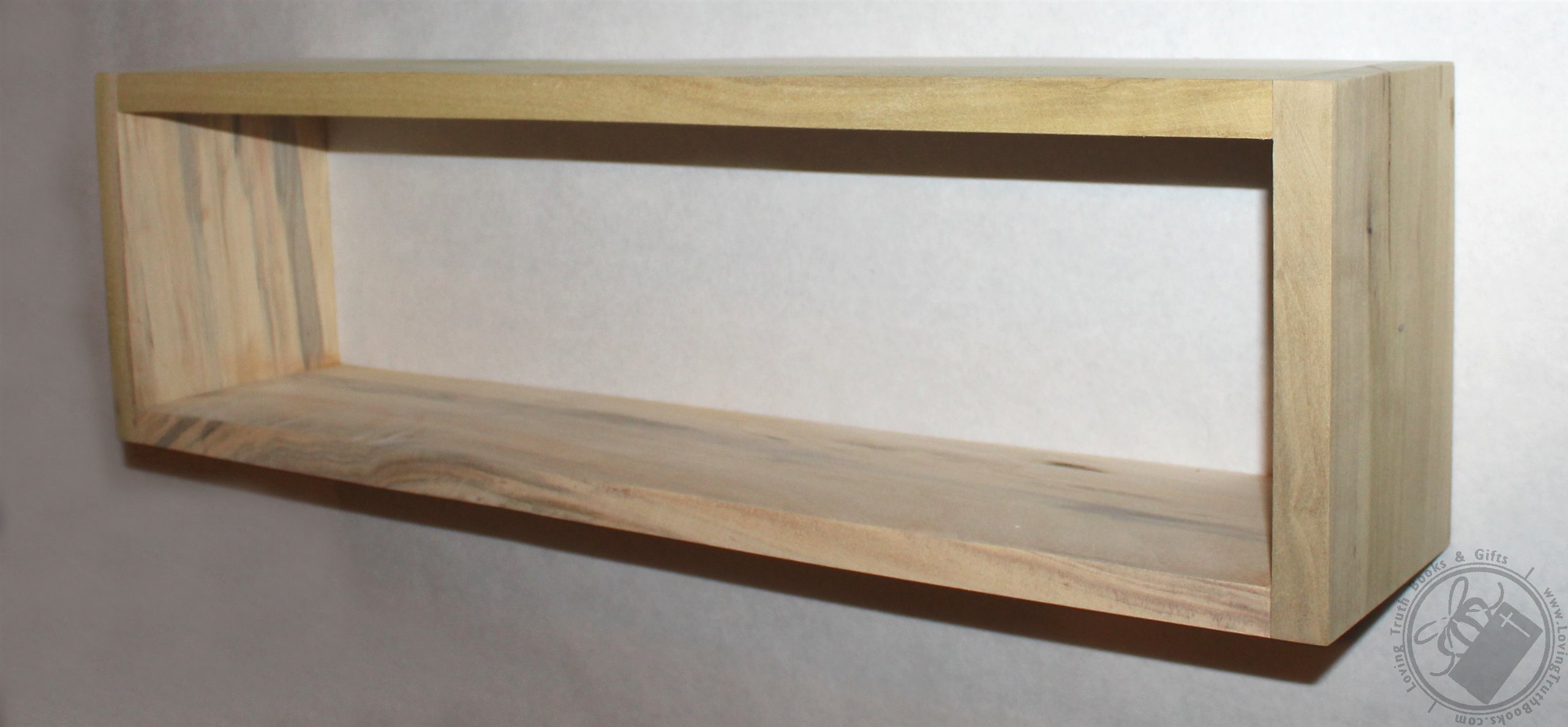 Solid Yellow Poplar Real Wood Floating Box Shelf, Rectangular CD Shelf ...