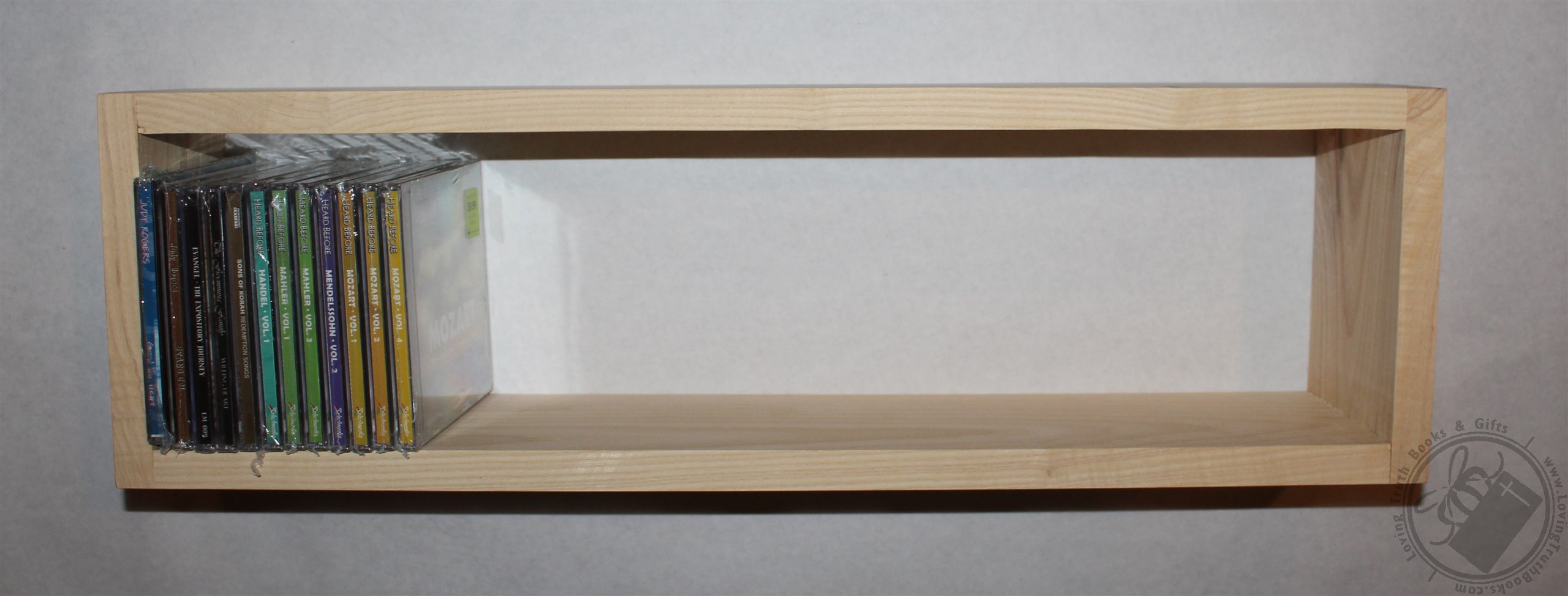 Solid White Ash Real Wood Floating Box Shelf, Rectangular CD Shelf ...