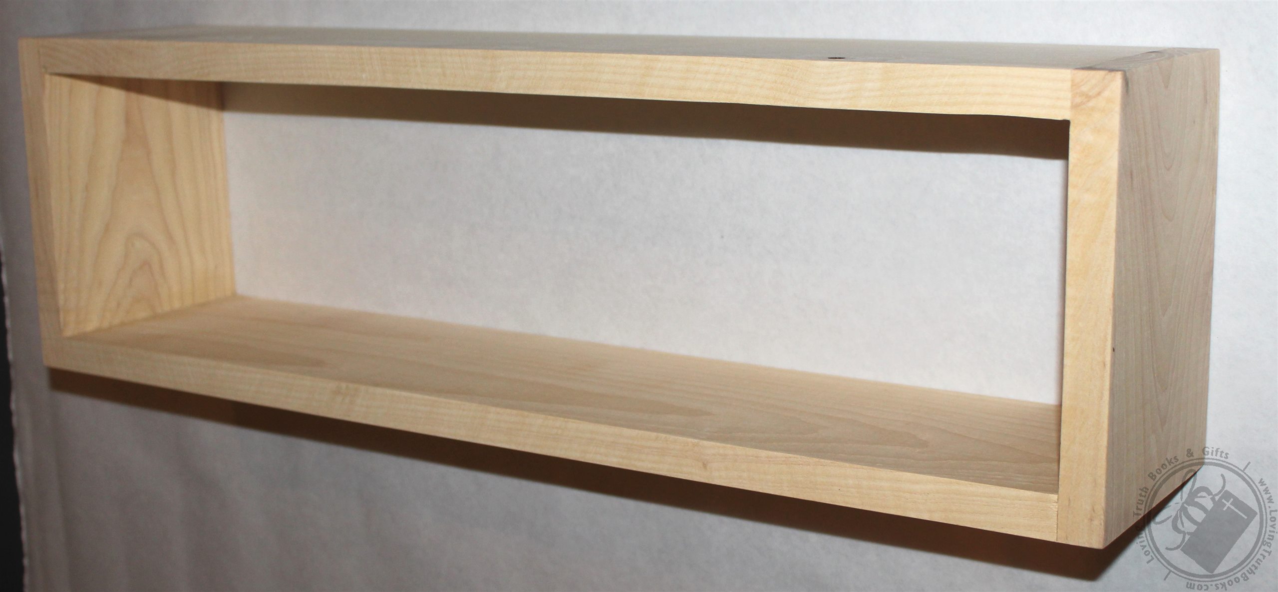 Solid White Ash Real Wood Floating Box Shelf, Rectangular CD Shelf ...