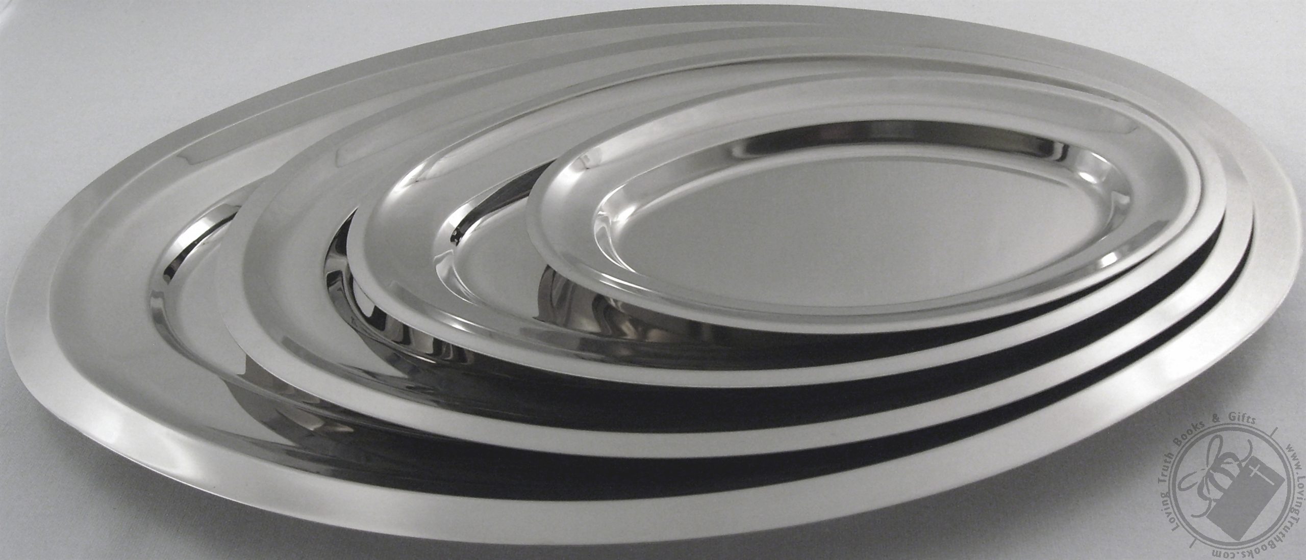Set: Stainless Steel Oval Tray Set of 4 (Sm, Med, Lg & XL) by Old World ...